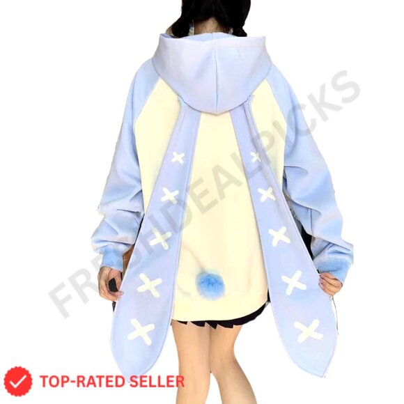 Sweaters | Plus Size Kawaii Long Rabbit Ears Hooded Sweater Y2k ...